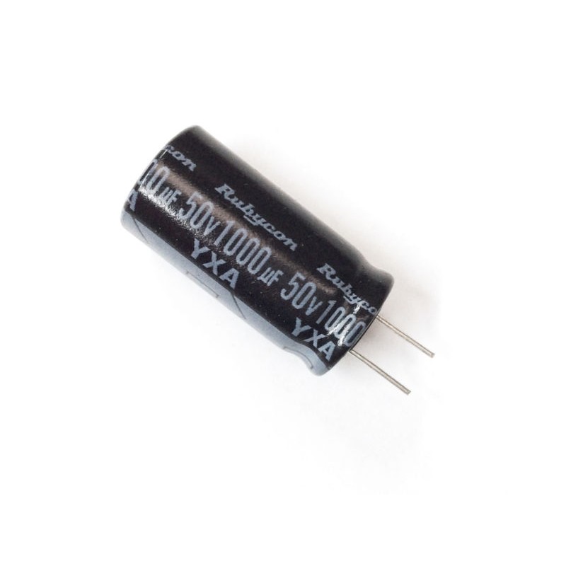 Condensatore Elettrolitico 1000uF 50V 105°C Radiale Ø13x26mm Rubycon